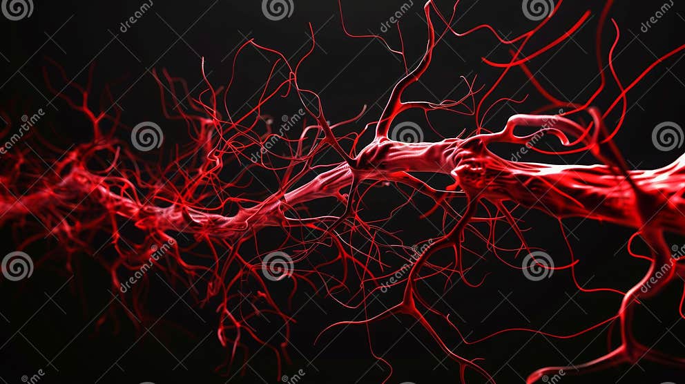 Abstract Red Neuronal Synapses Simulation Stock Illustration ...