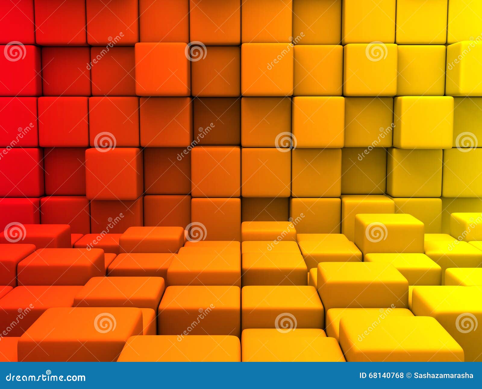Abstract Red Orange Yellow Cubes Blocks Wall Background Stock ...