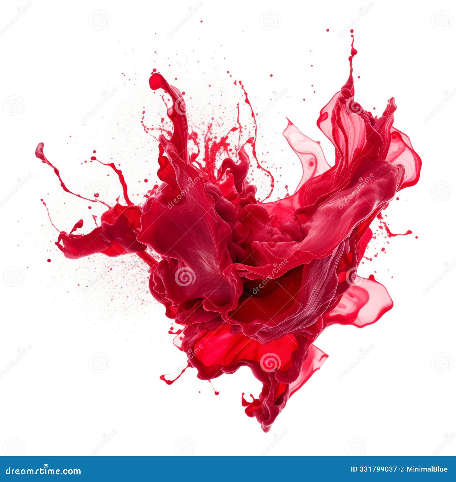 Abstract Red Paint Splash on White Background Stock Illustration ...
