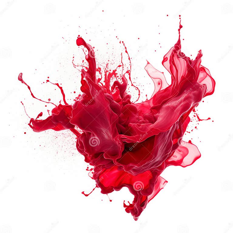 Abstract Red Paint Splash on White Background Stock Illustration ...