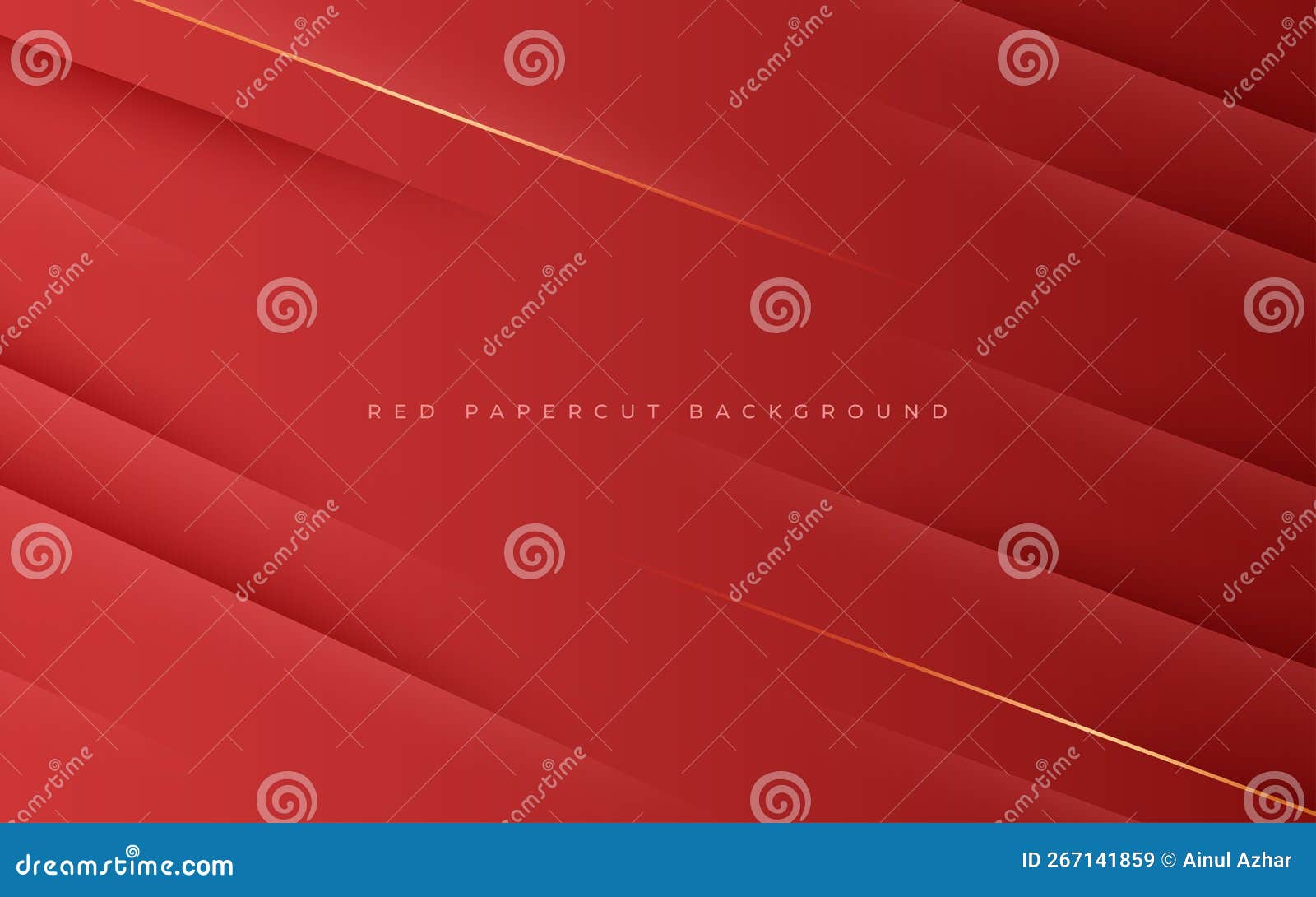 Abstract Red Papercut Diagonal Stripe with Gold Line Shadow and Light ...