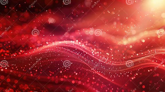 Abstract Red Particle Waves on Dark Background Stock Illustration ...
