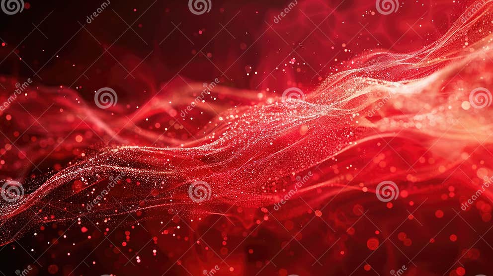 Abstract Red Particle Waves on Dark Background Stock Illustration ...