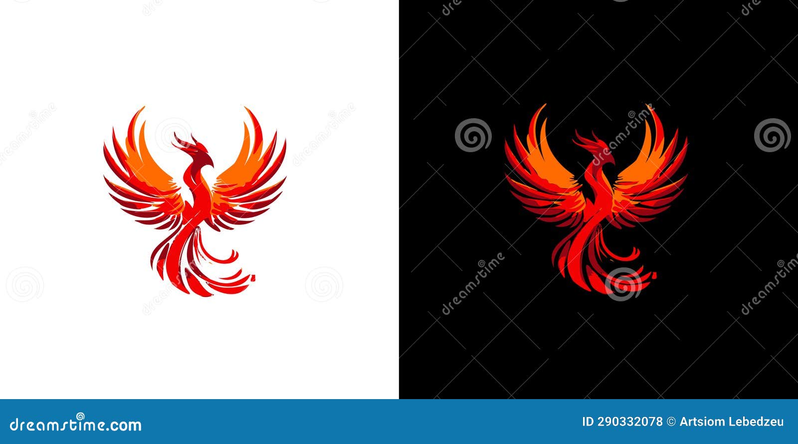 Abstract Red Phoenix Logo Design Template on Black and White Background ...
