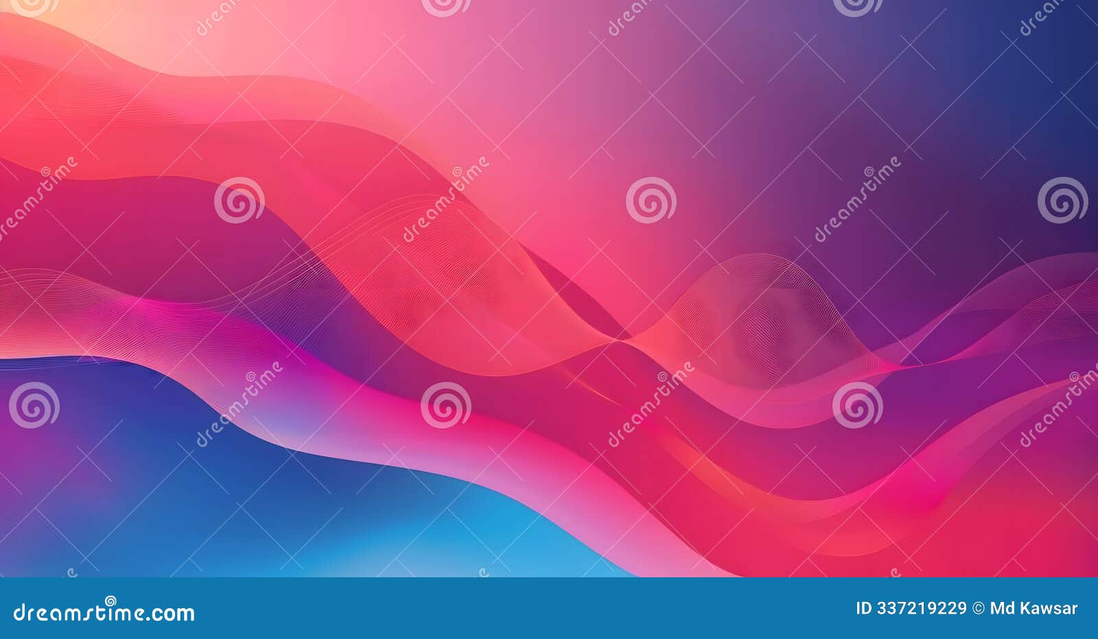 Abstract Red Pink Blue Gradient Waves Background Stock Illustration ...