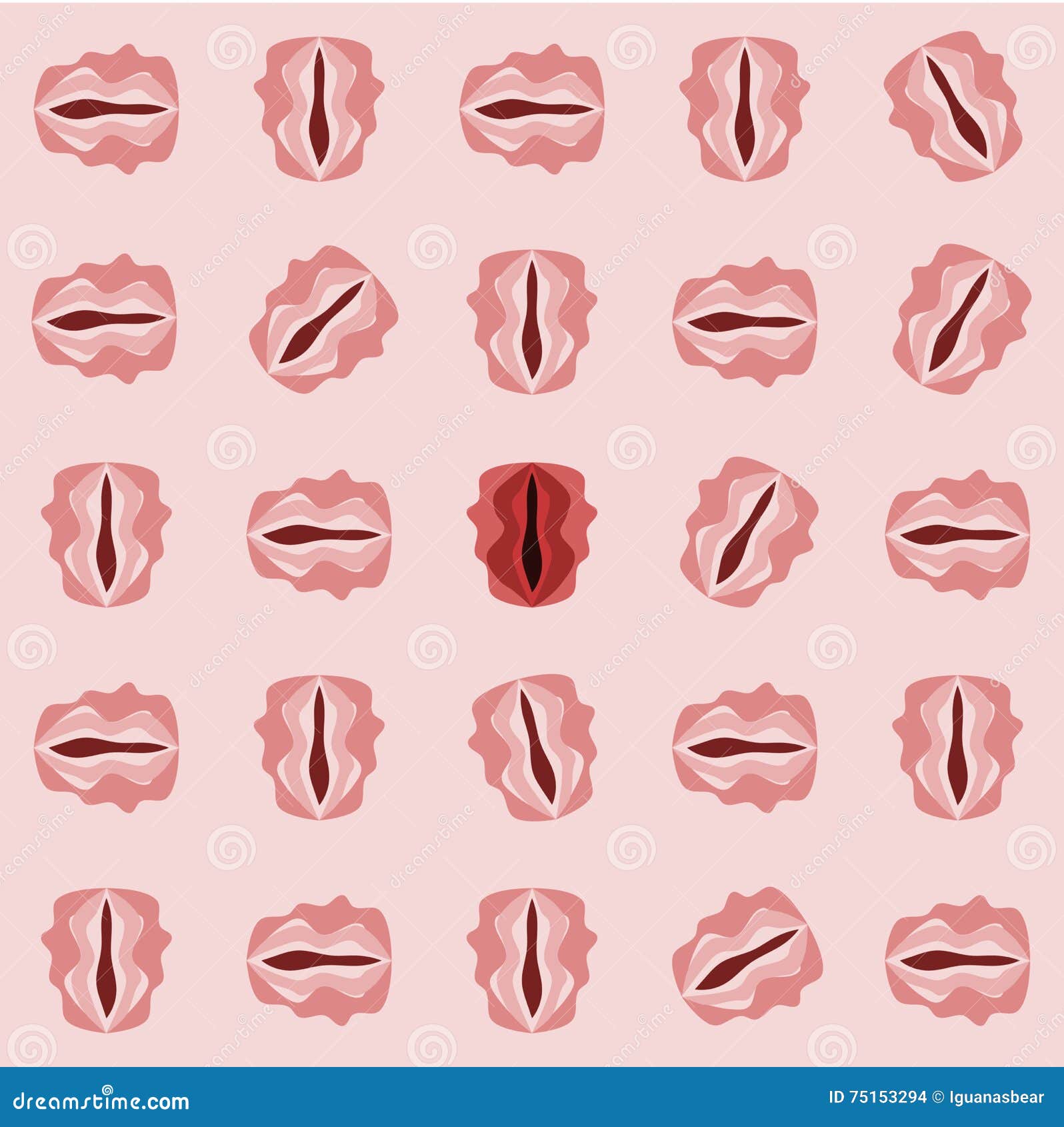 Abstract Red Pink Tile Able Pattern with Yoni Motif Stock Vector ...