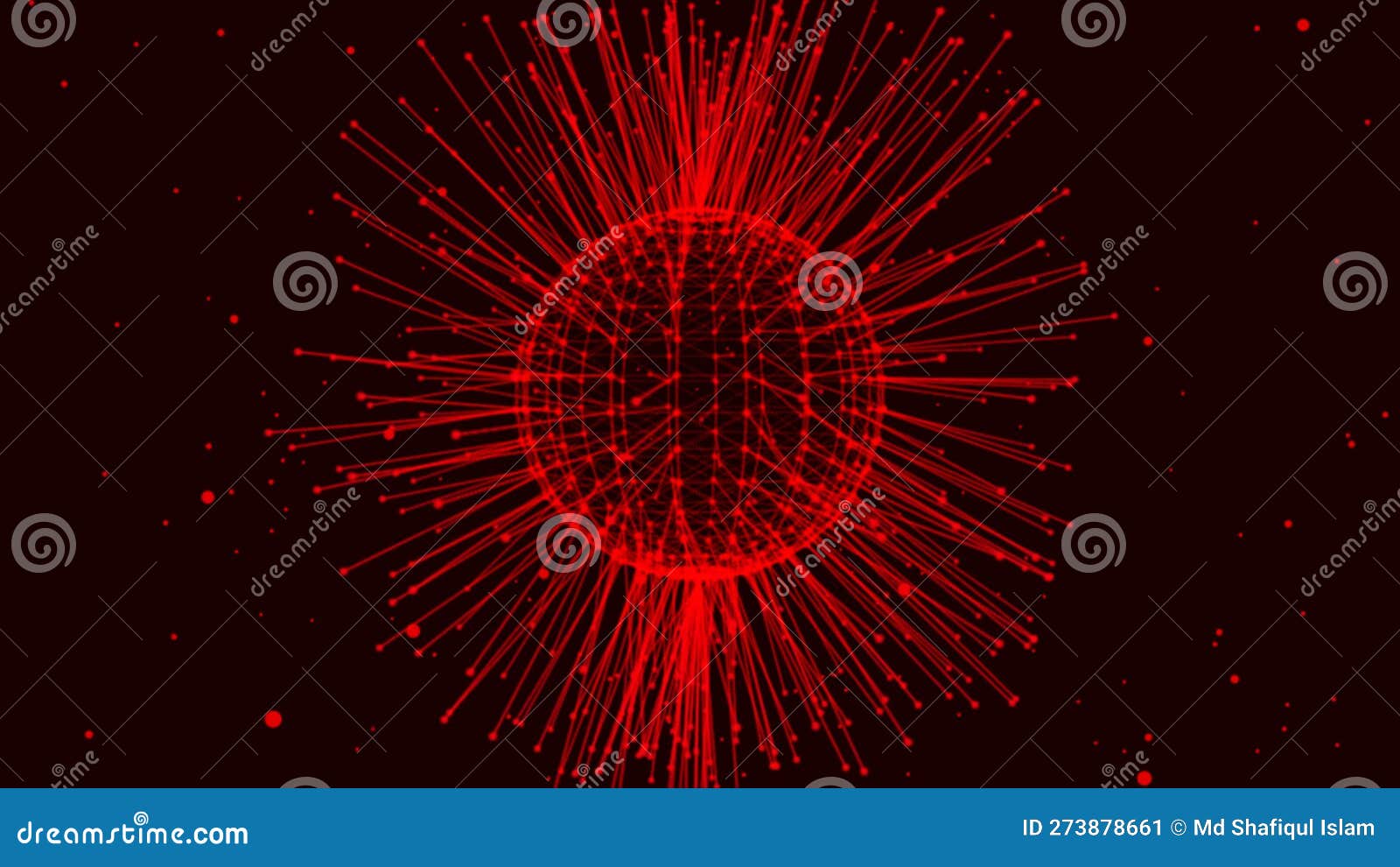 Abstract Red Plexus Technology Science on Rotating Sphere Concept ...