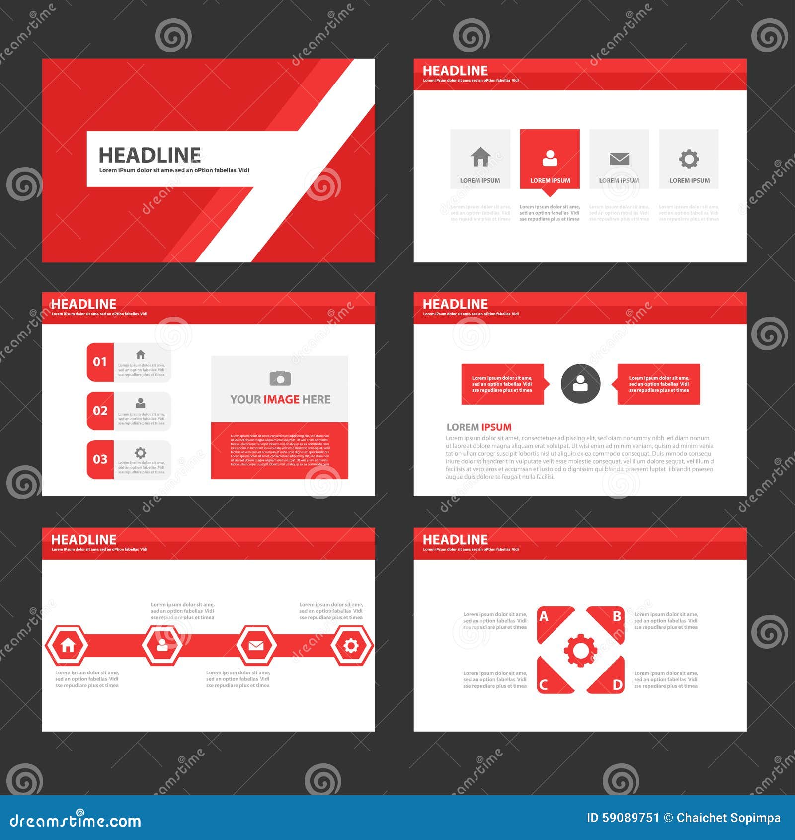 Abstract Red Polygon Infographic Element and Icon Presentation ...