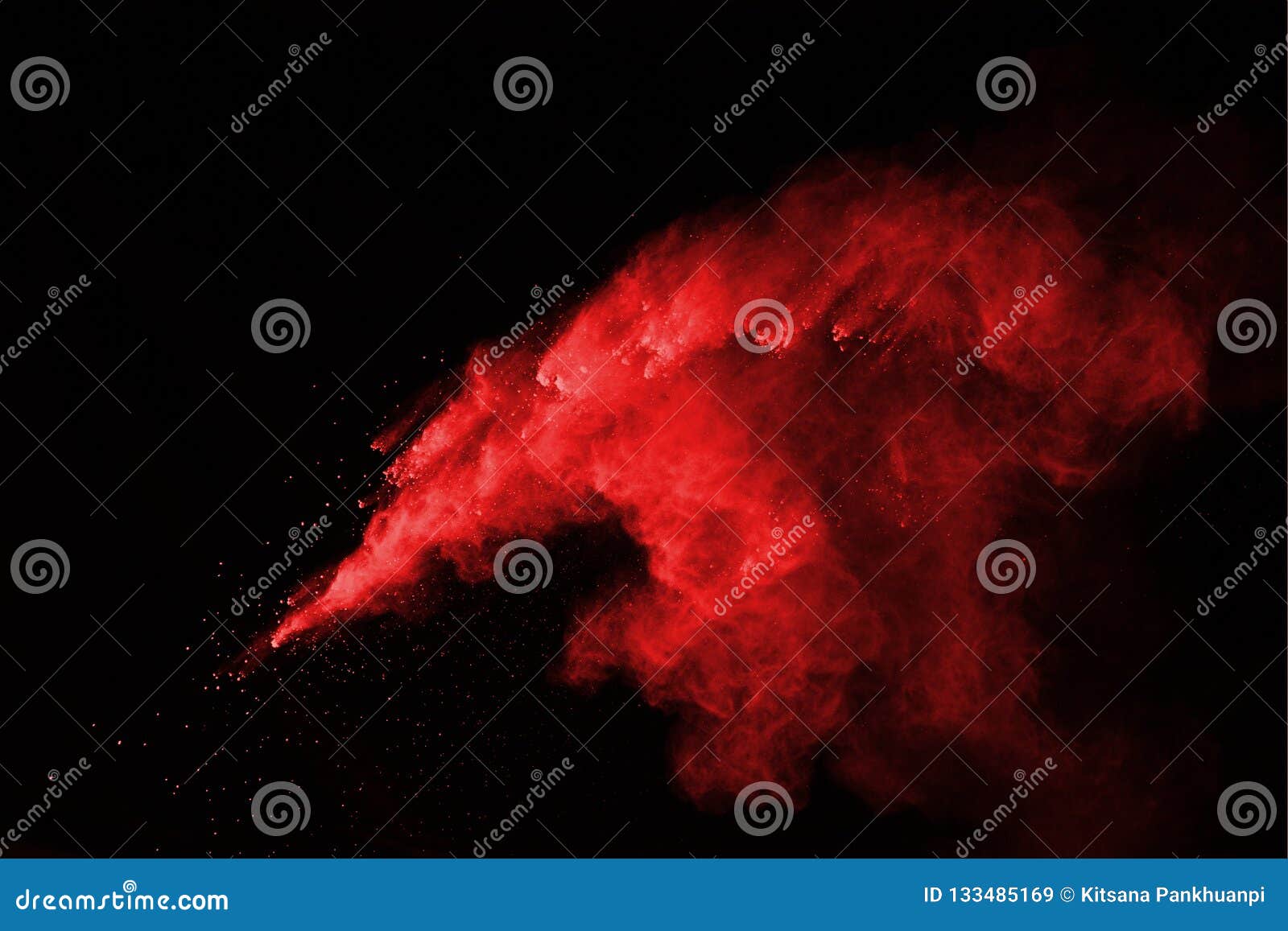 Abstract Red Powder Explosion on Black Background. Stock Image - Image ...