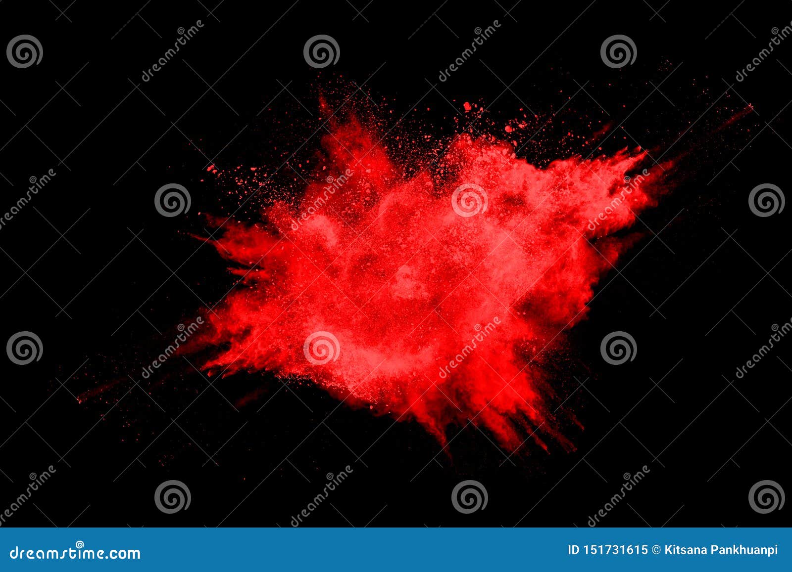 Abstract Red Powder Explosion on Black Background. Stock Image - Image ...