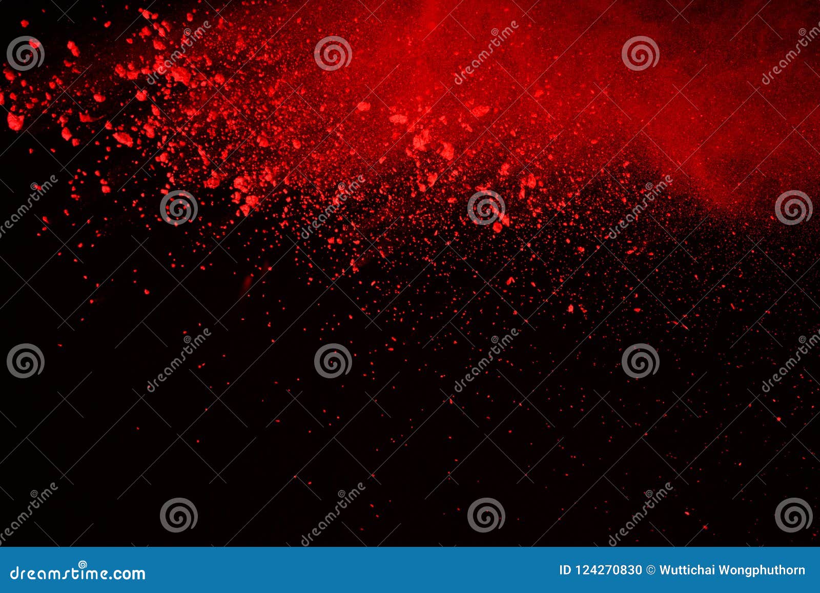 Red Powder Explosion. Abstract Red Dust Isolated On Black Background ...