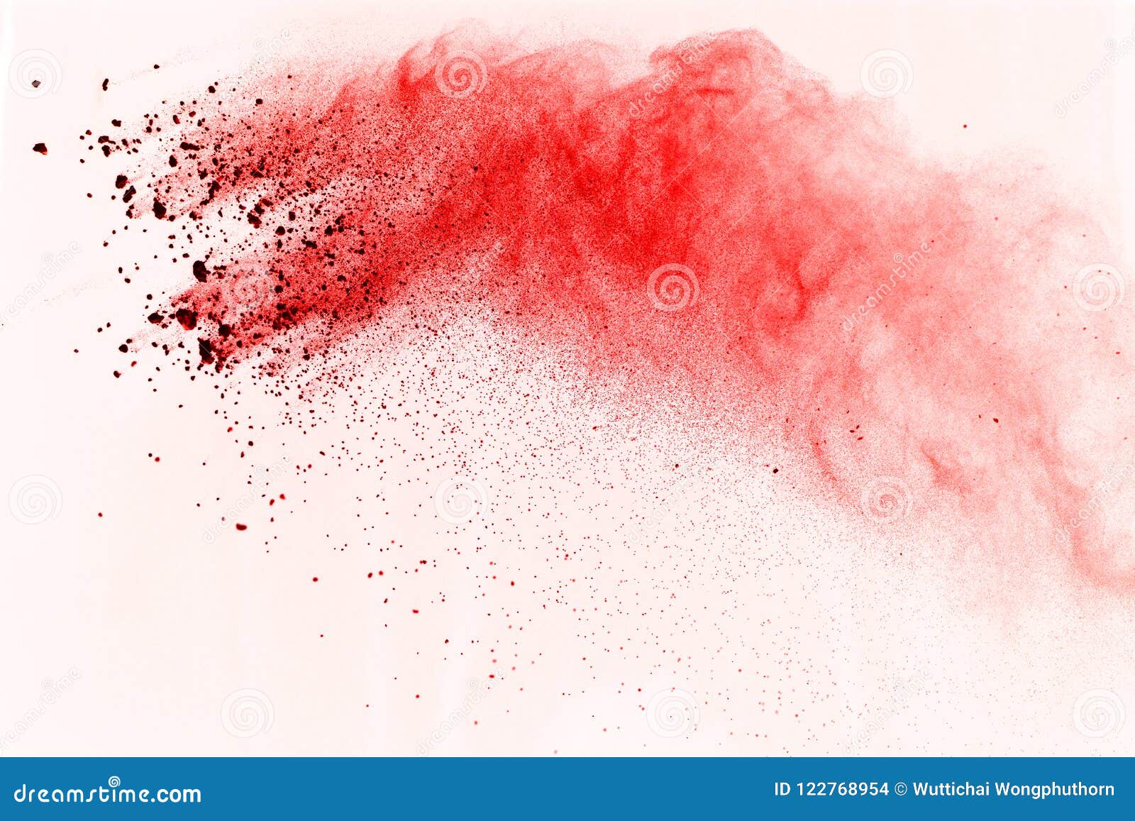 Abstract of Red Powder Explosion on White Background. Red Powder ...