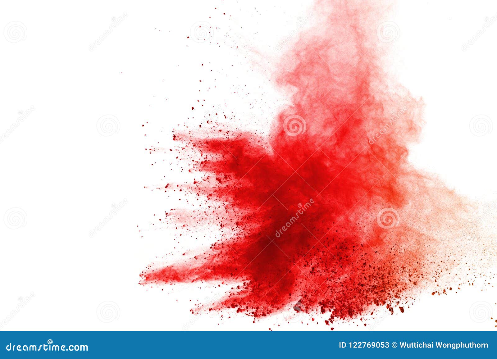 Abstract Of Red Powder Explosion On White Background. Red Powder ...