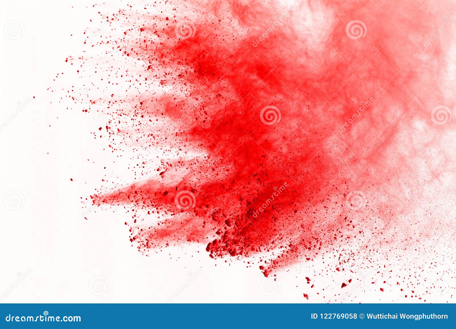 Abstract of Red Powder Explosion on White Background. Red Powder ...