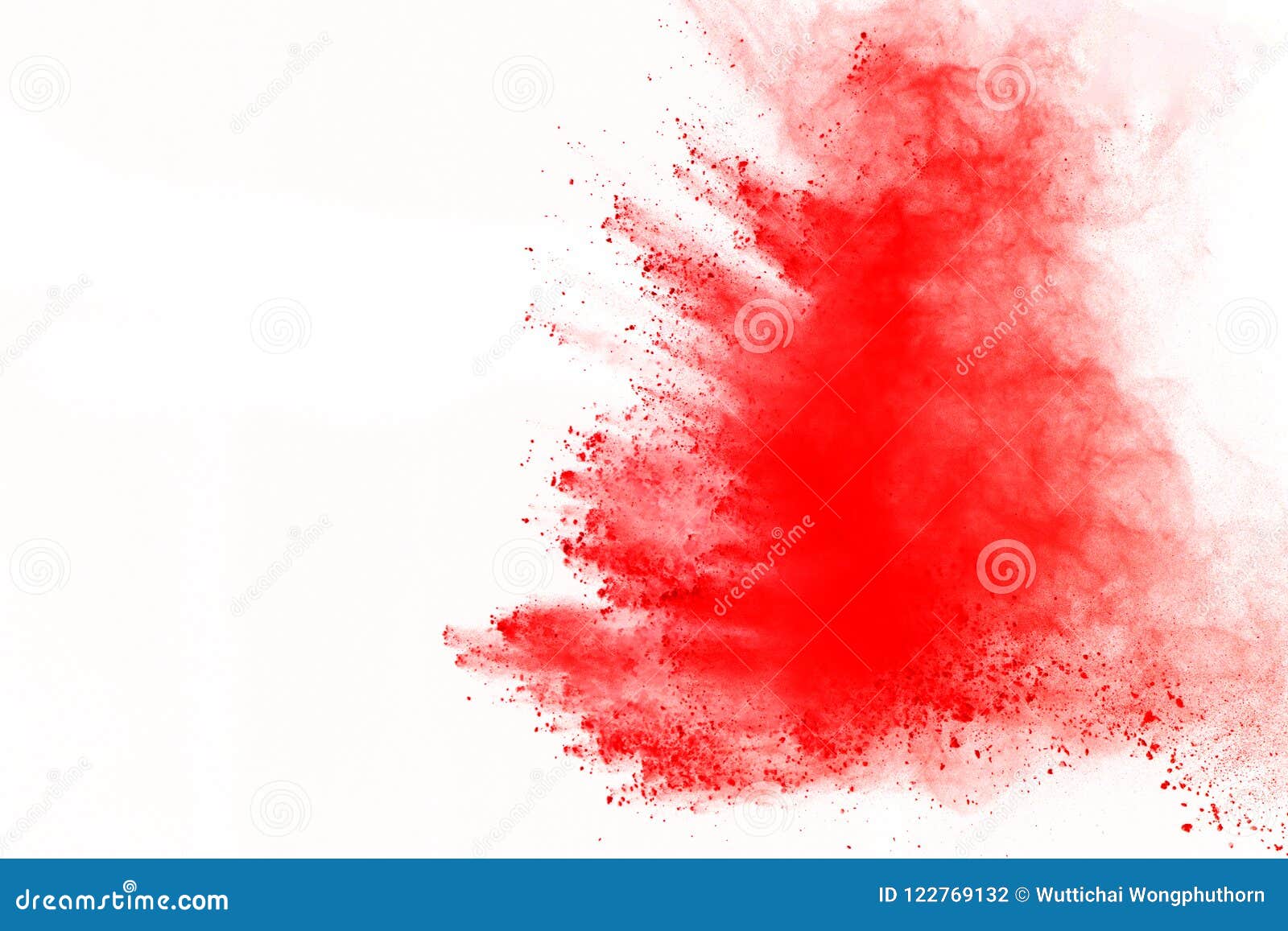 Abstract of Red Powder Explosion on White Background. Red Powder ...