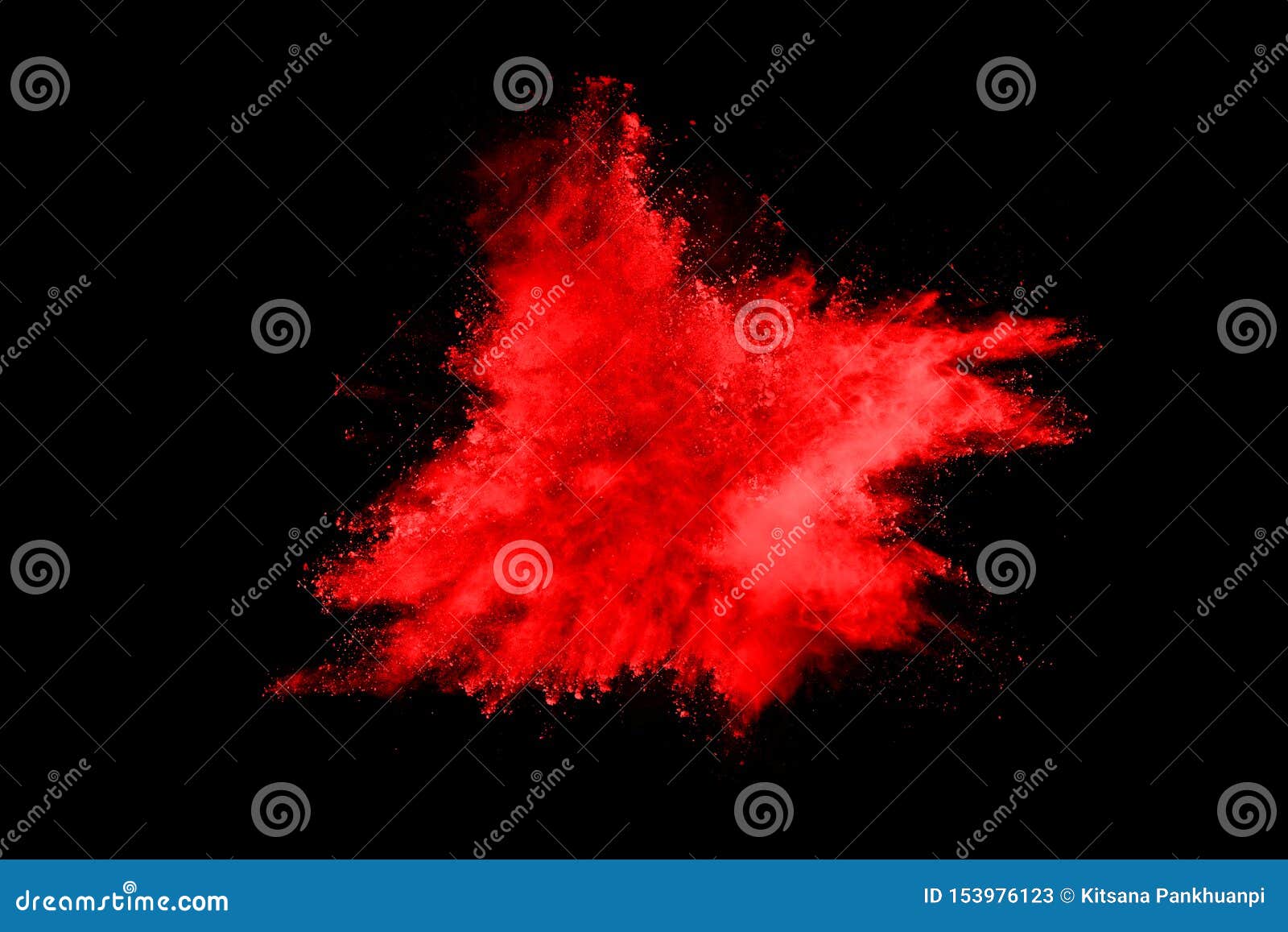 Abstract Red Powder Splatted on Black Background. Stock Image - Image ...
