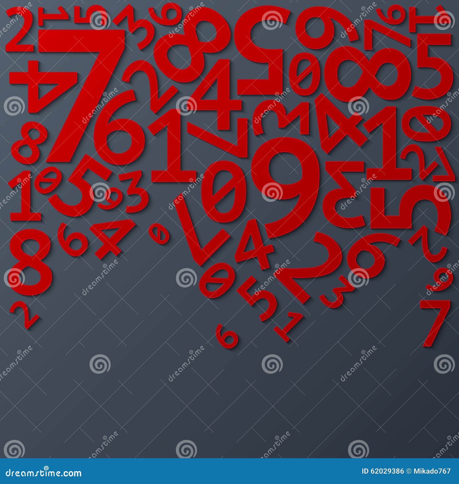 Abstract Red Random Falling Digits with Shadows on Stock Vector ...