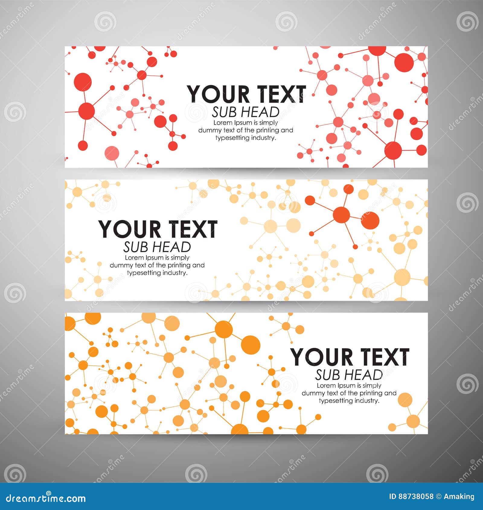 Abstract Red Science Background with Molecules. Vector Banners Set ...