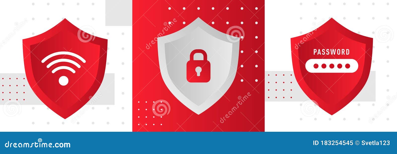 Abstract Red Security Concept with Shield. Cyber Password Security ...
