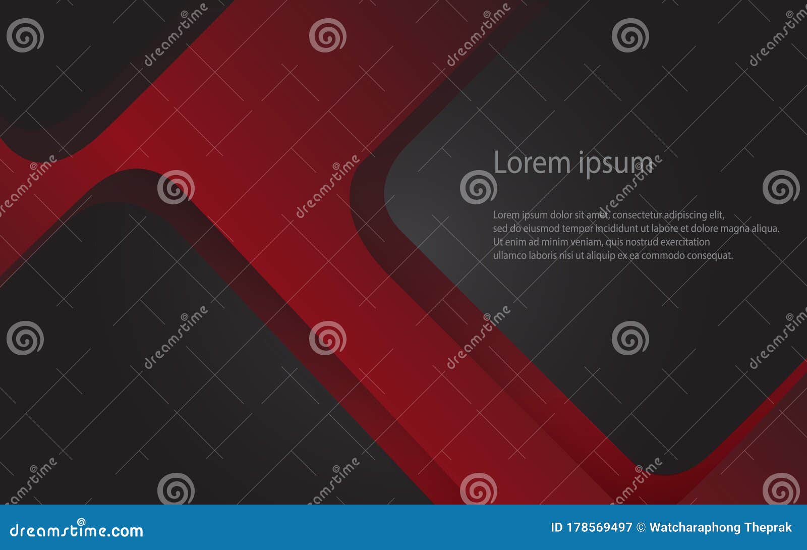 Abstract Red Shape Overlap Layer With Black Background Stock Vector