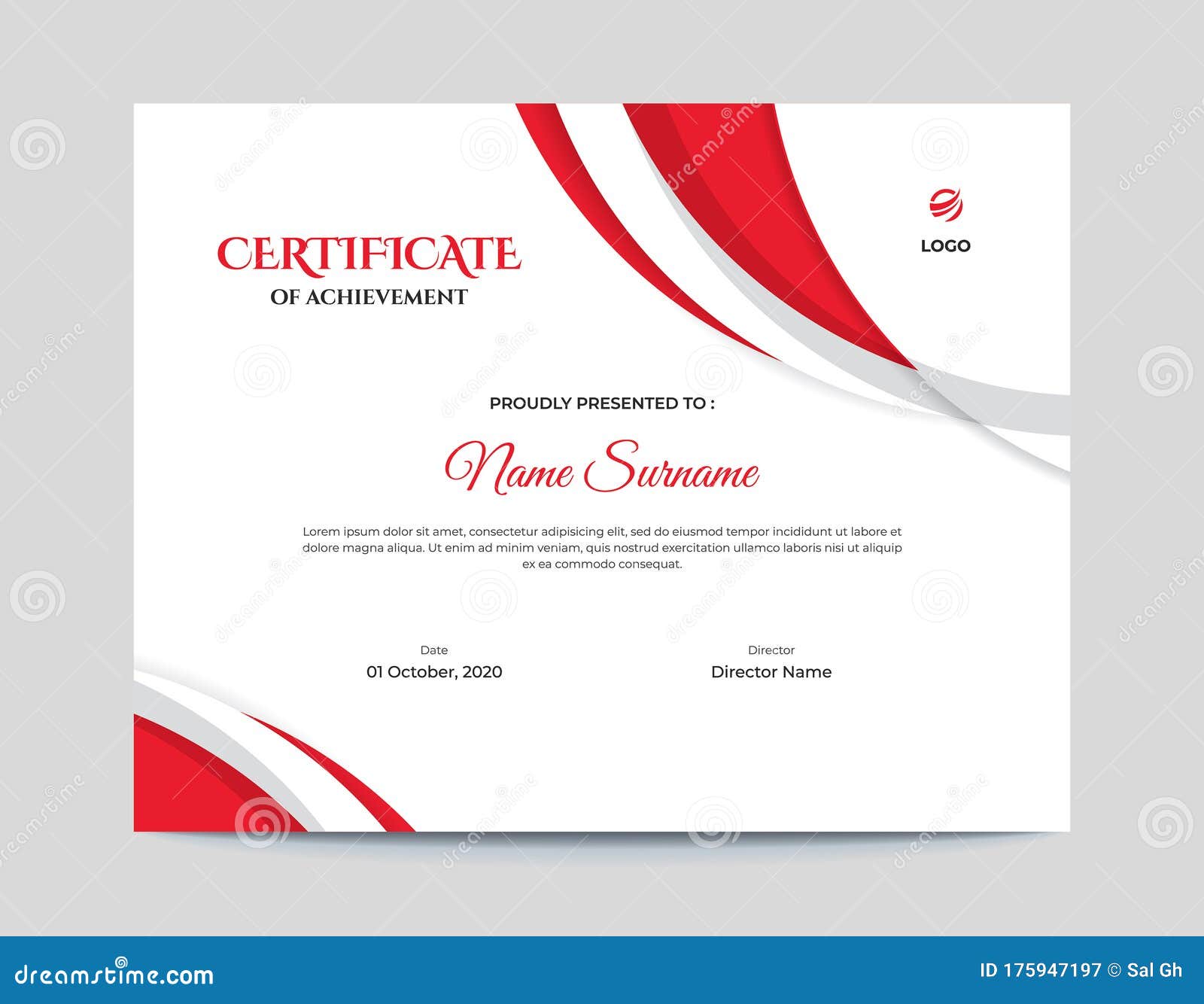 Abstract Red Shapes Certificate Template Cartoon Vector Cartoondealer