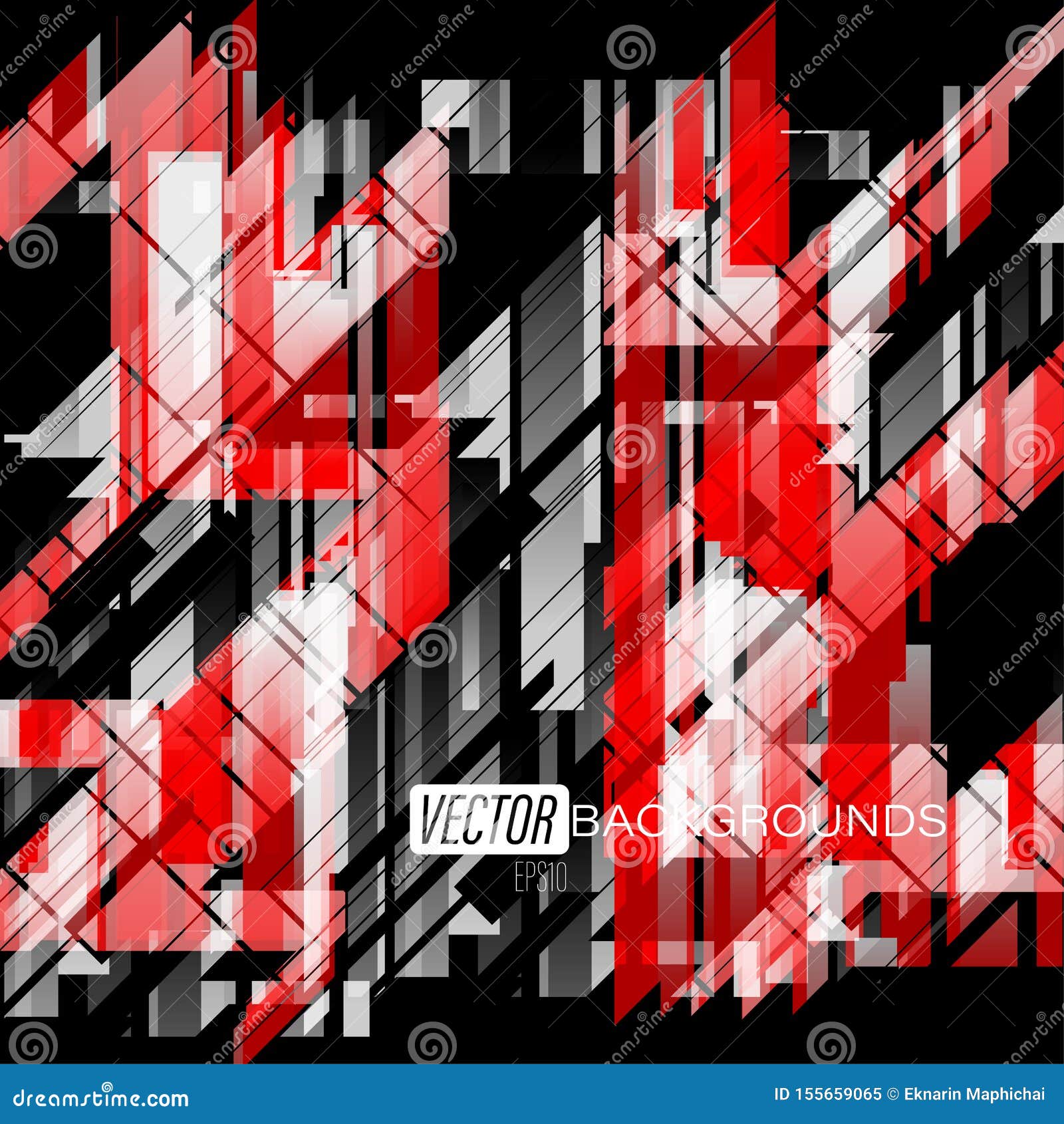 Abstract Red Shapes Colors on a Black Stock Vector - Illustration of ...