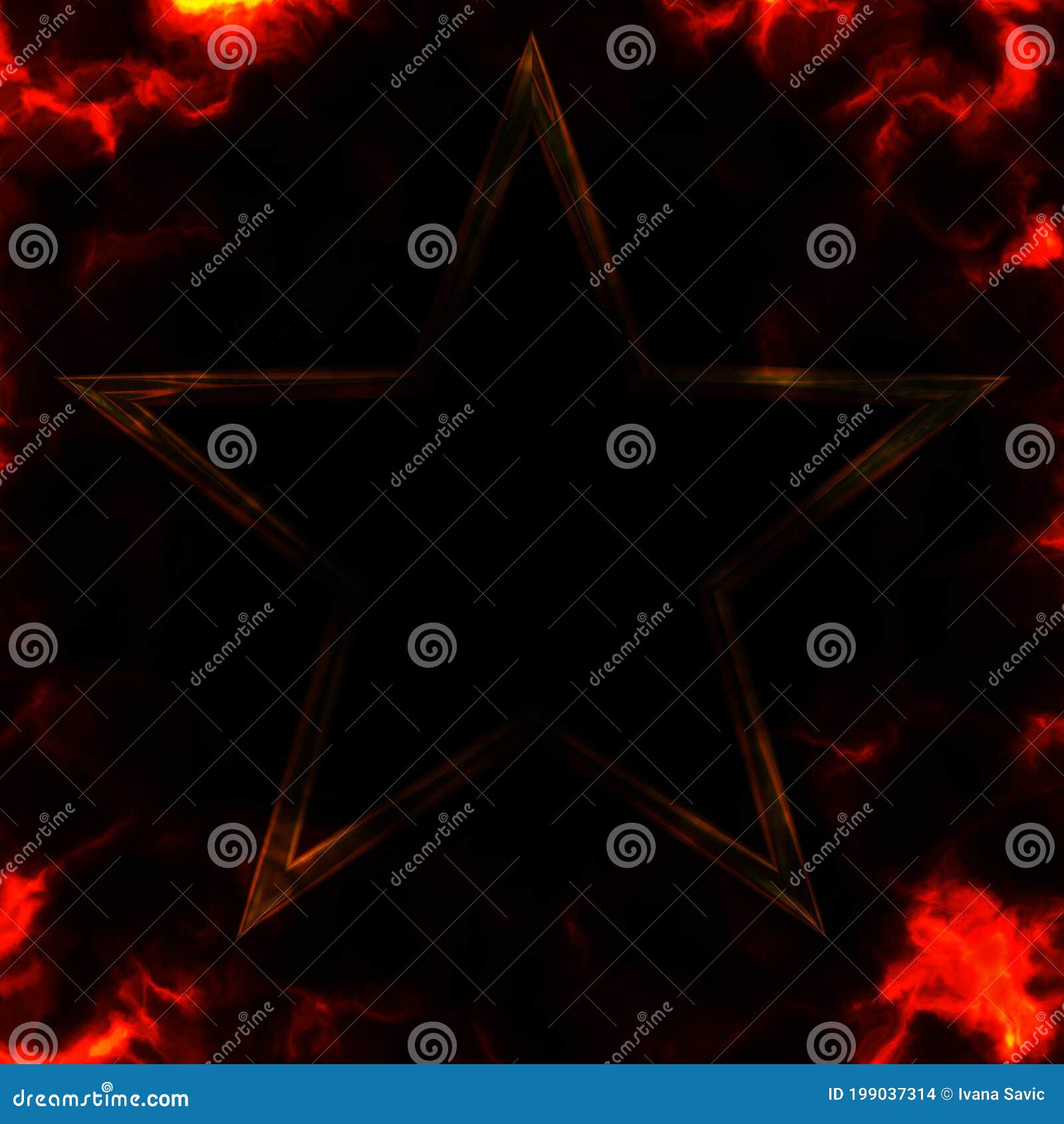 Abstract Red Shiny Flamed Star With Red Nebula Fire Borders Royalty ...