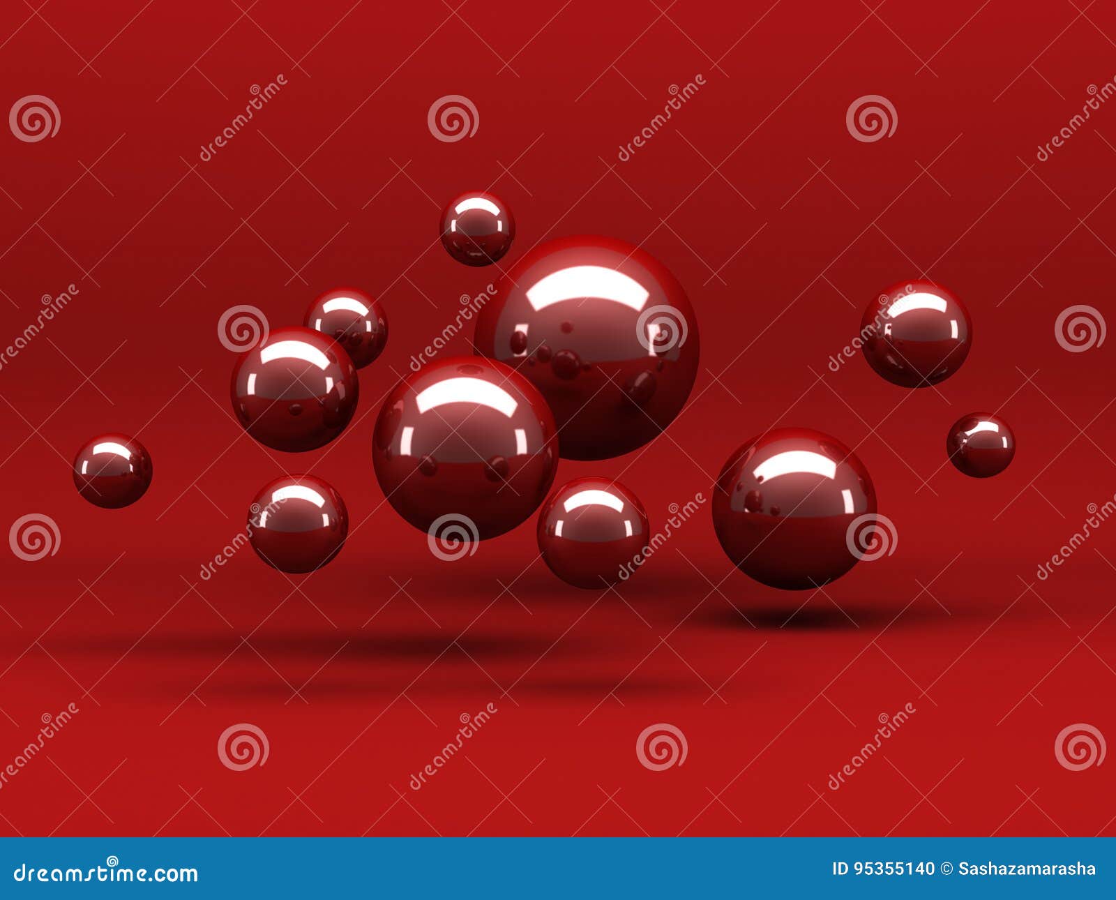 Abstract Red Shiny Spheres Background Stock Illustration - Illustration ...