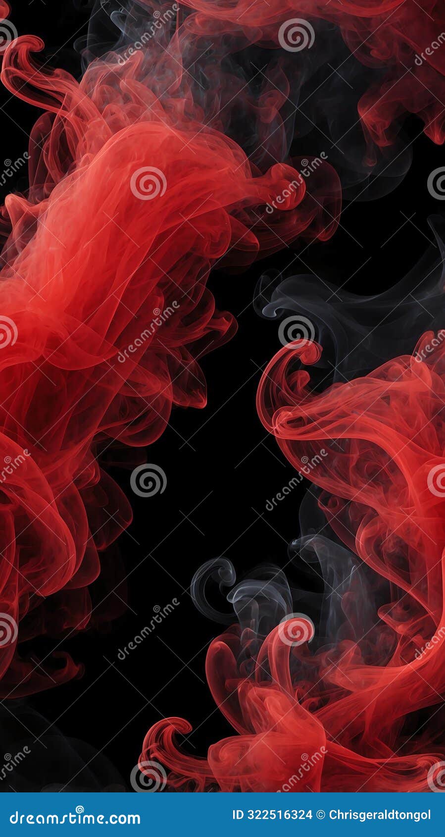 Abstract Red Smoke Design in Black Ai Generated Stock Illustration ...