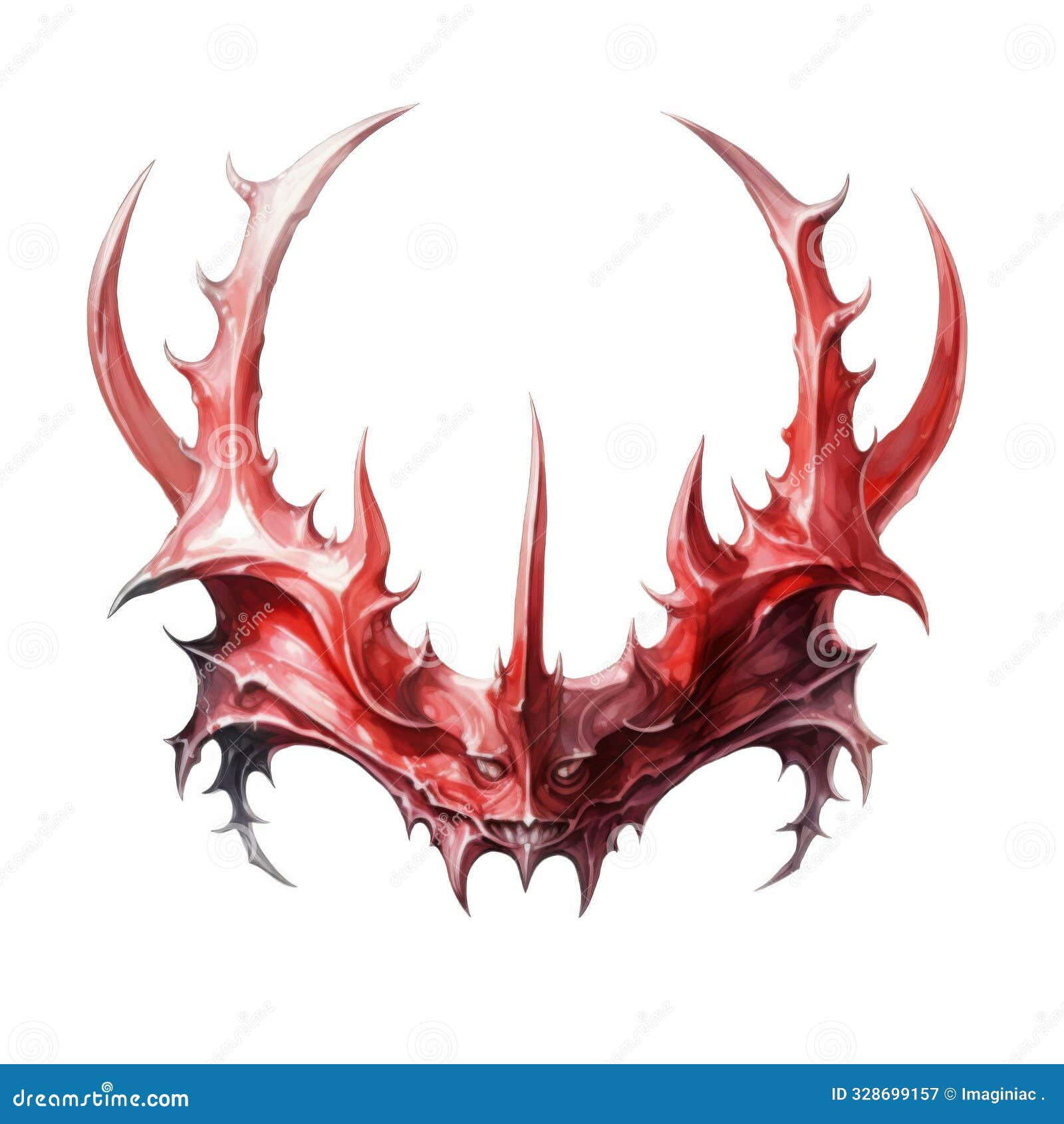 Abstract Red Spiked Creature with a Face Stock Image - Illustration of ...