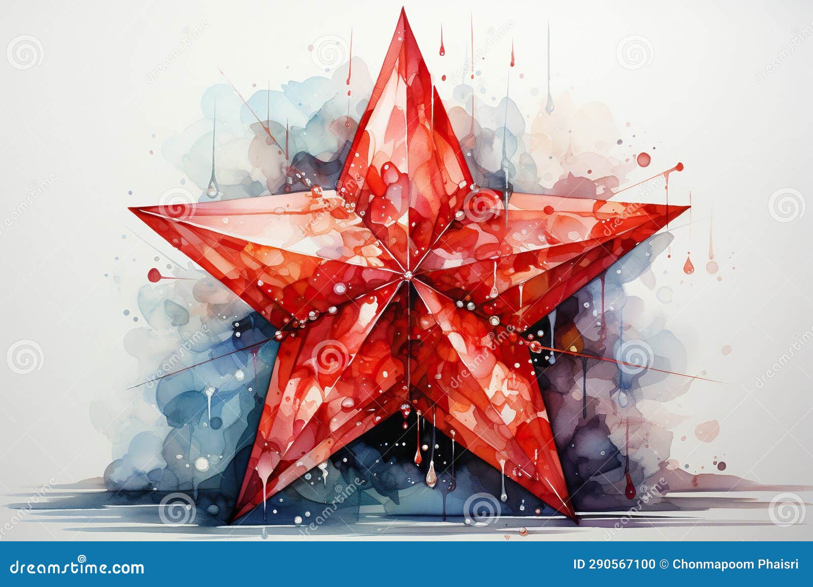 Abstract Red Star on White Background. 3d Rendering, 3d Illustration ...