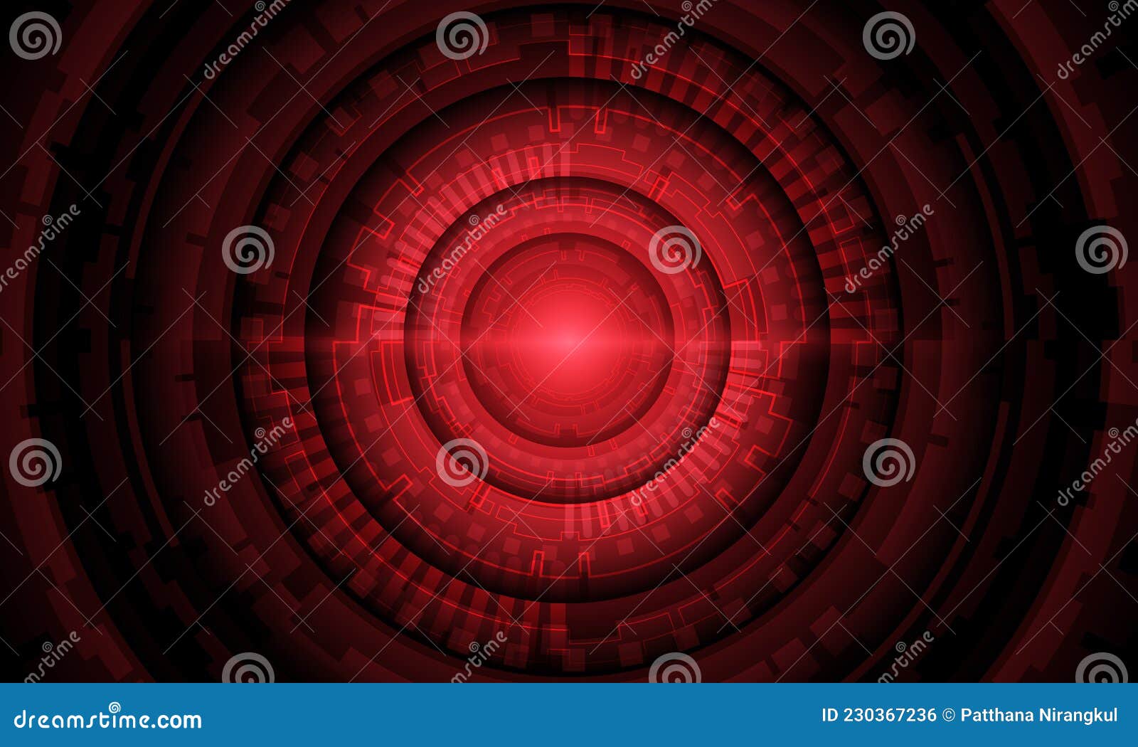 Abstract Red System Circle Circuit Cyber Futuristic Technology Vector ...