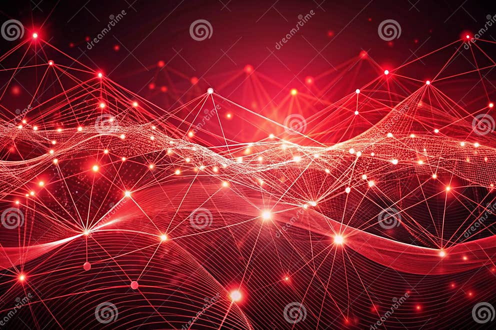Abstract Red Tech Background with Digital Waves Stock Illustration - Illustration of gradient ...