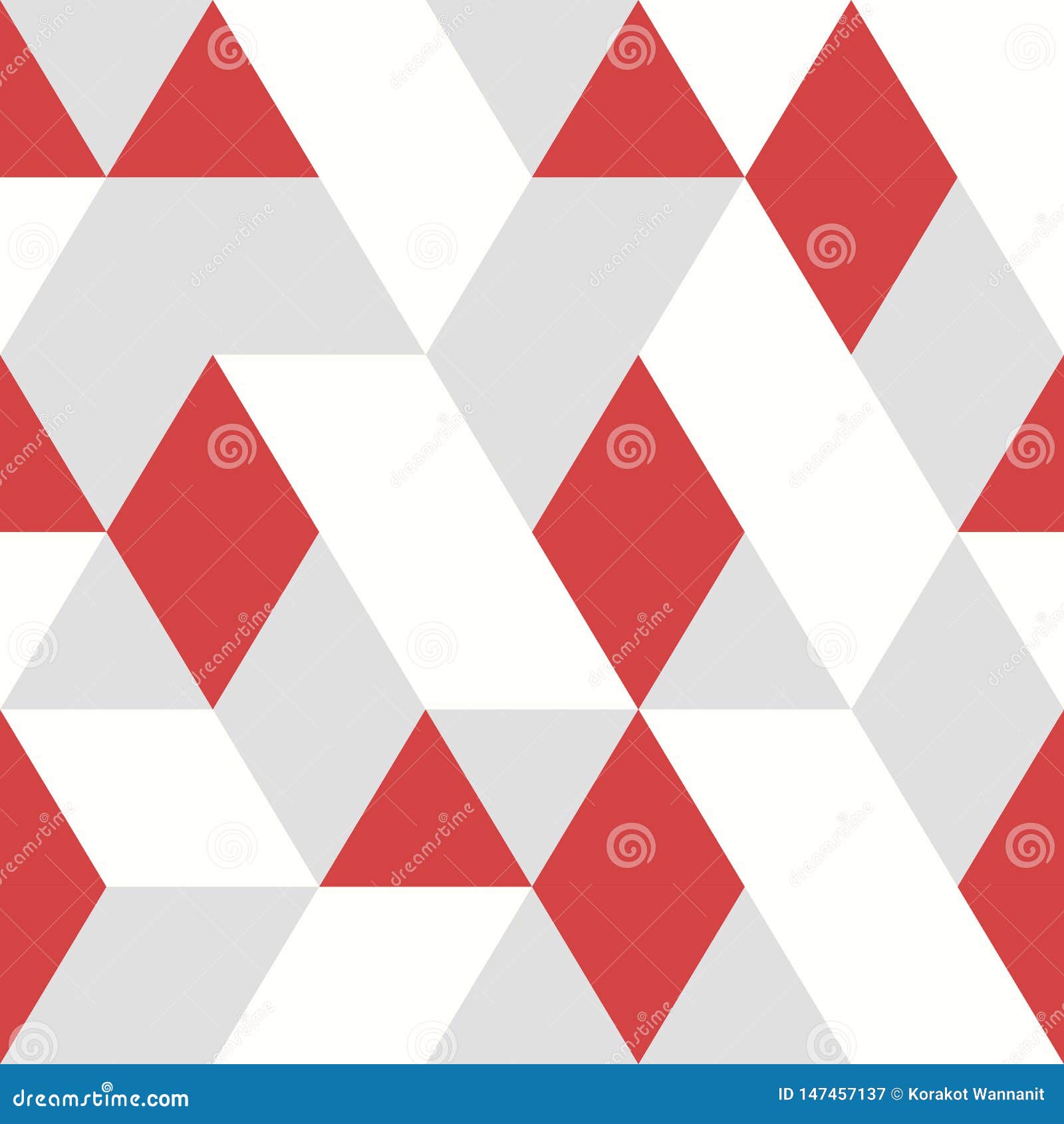 Abstract Red Triangles Vector Pattern Design Seamless Style on White ...