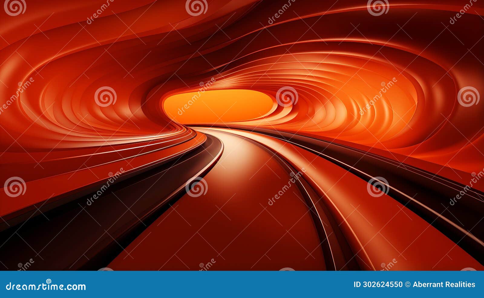 Abstract Red Tunnel Background with Train Tracks Stock Illustration ...