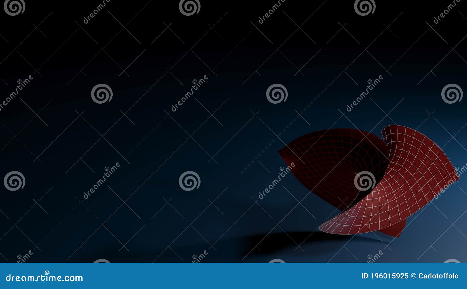 Abstract Red Twisted Grid Surface Over a Black Glossy Plane - 3D ...