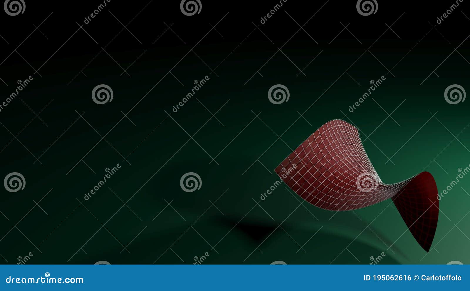 Abstract Red Twisted Grid Surface Over a Green Glossy Plane - 3D ...