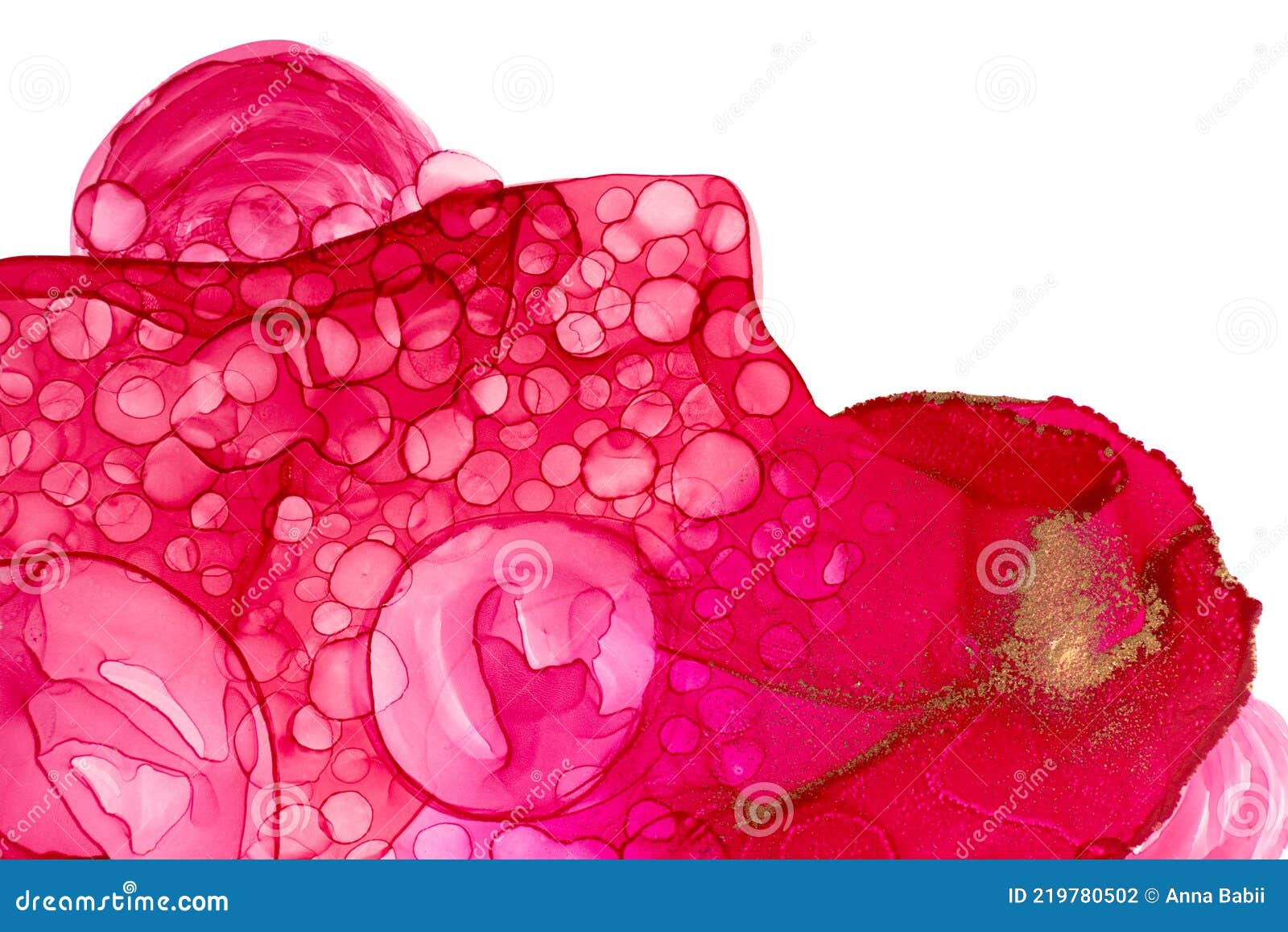 Abstract Red Watercolor Ink Gradient Drops with Golden Glitter. Stock ...