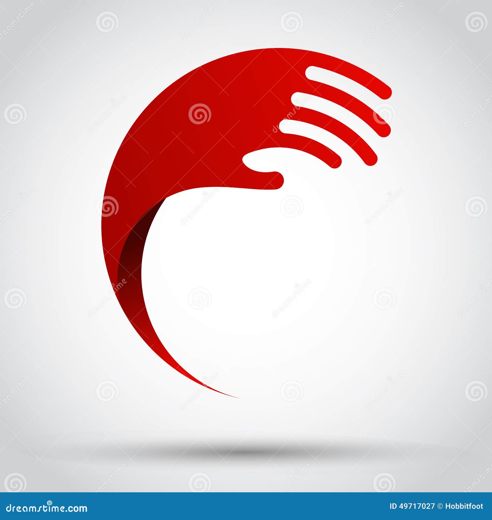 Abstract red wave hand. stock vector. Illustration of friendship - 49717027