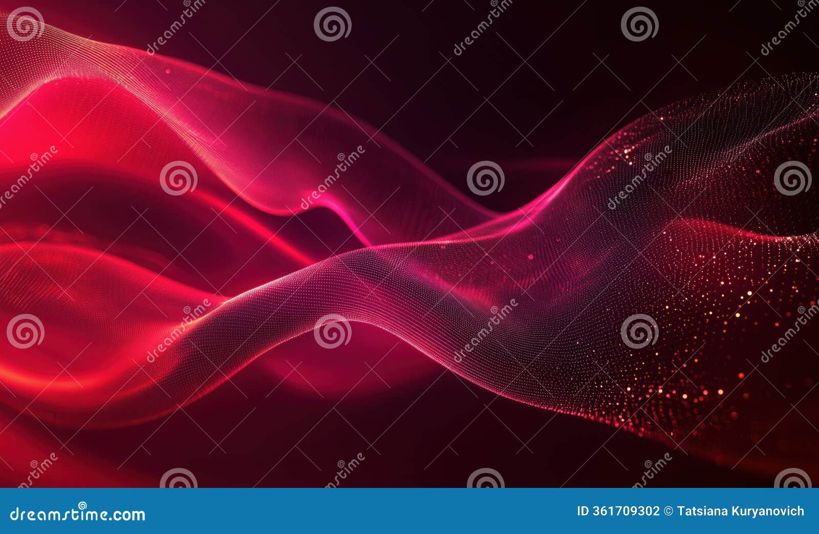 Abstract Red Wave Patterns with Glowing Particles and Smooth Flowing ...