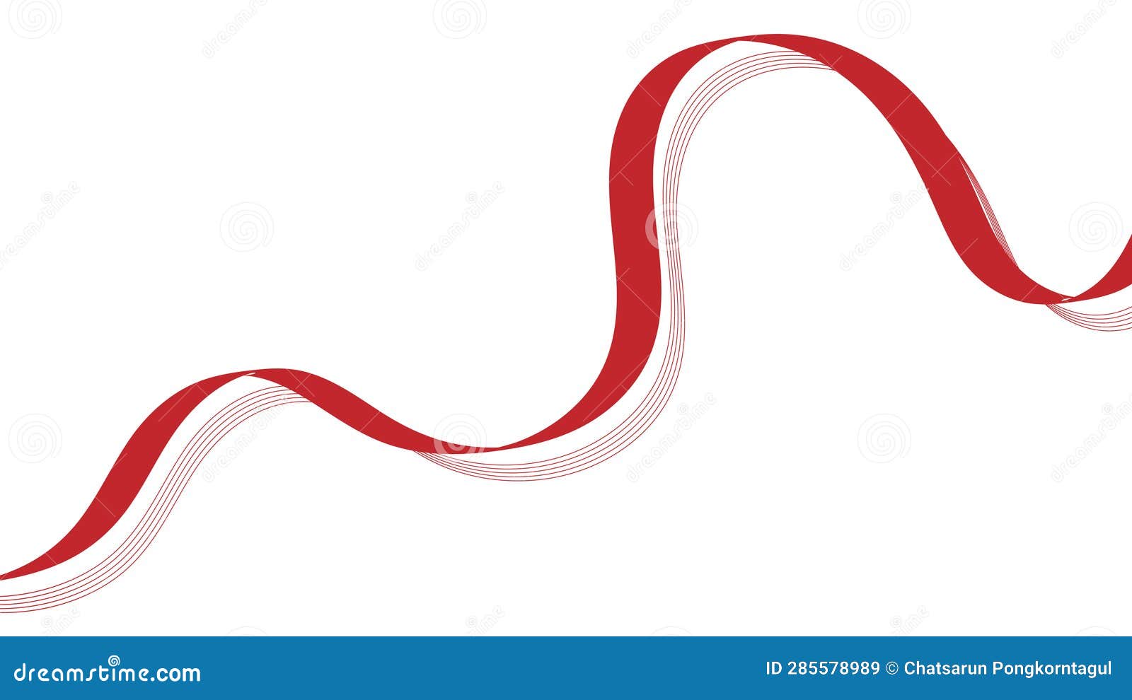 Abstract Red Waveform Ribbon and Line on White Background Stock Vector ...