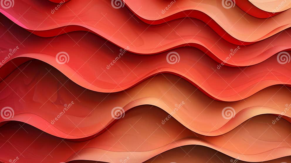 Abstract Red Wavy Background, 3D Rendered Geometric Pattern with Smooth ...