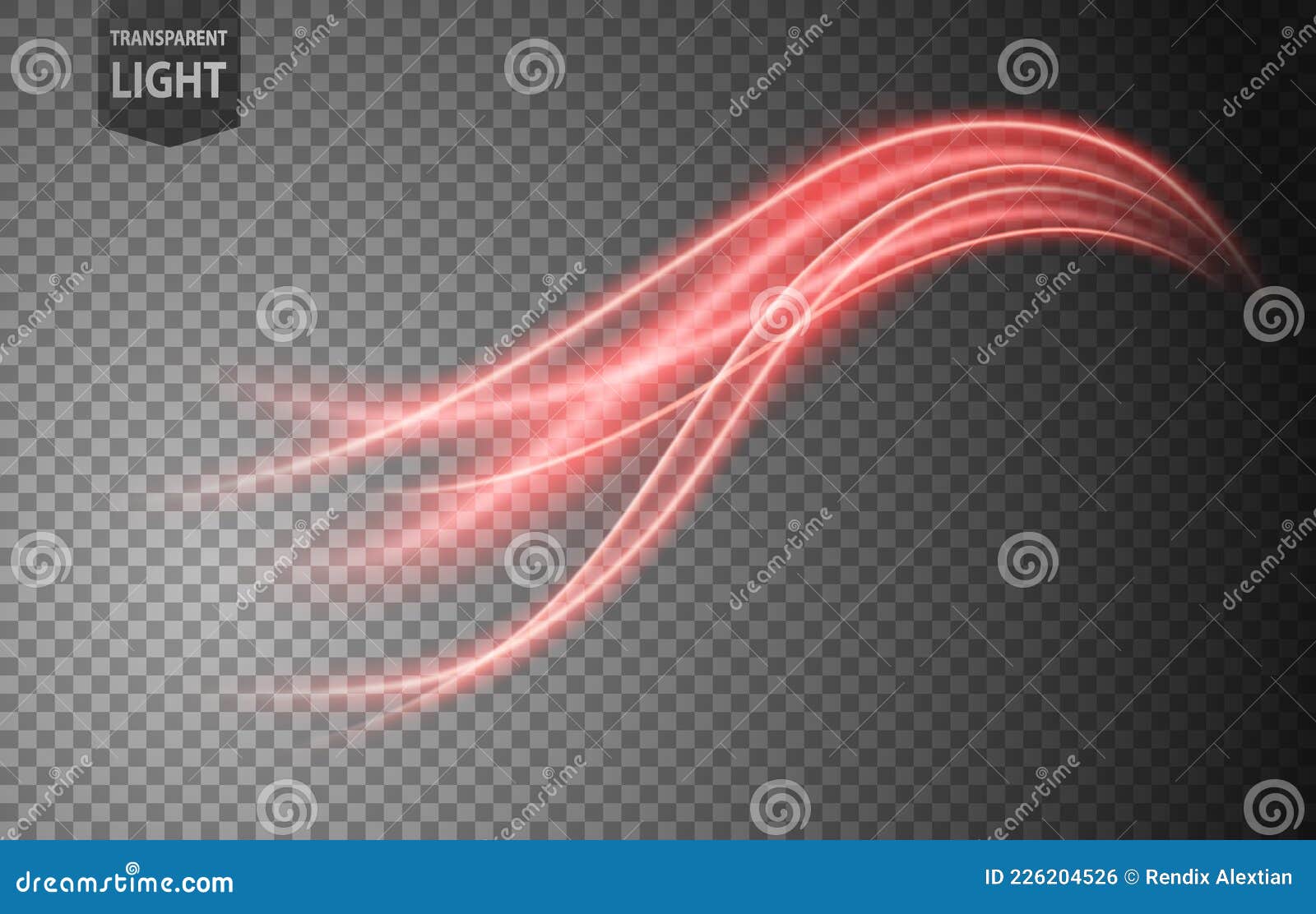 Abstract Red Wavy Line of Light with a Transparent Background, Isolated ...