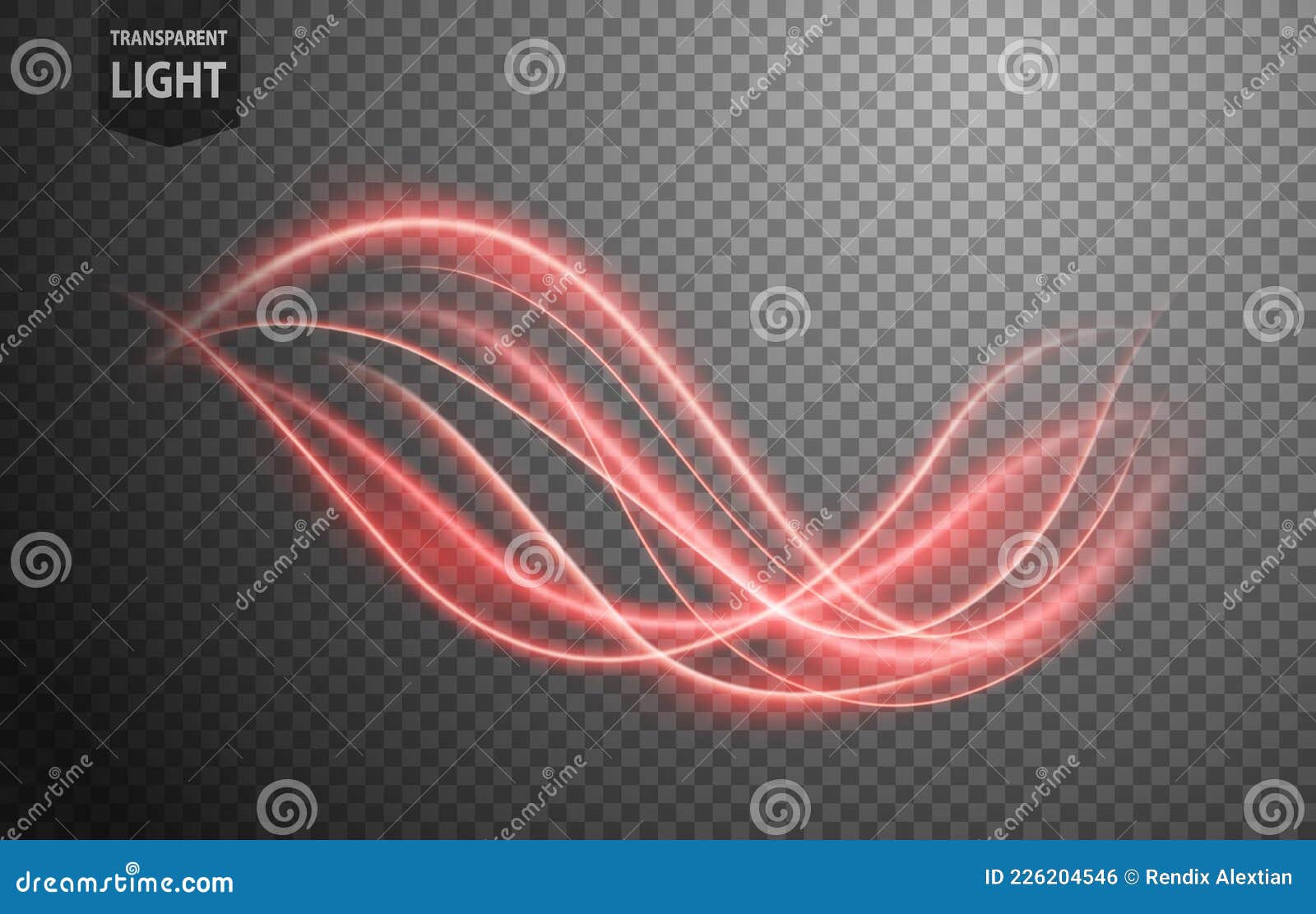 Abstract Red Wavy Line of Light with a Transparent Background, Isolated ...