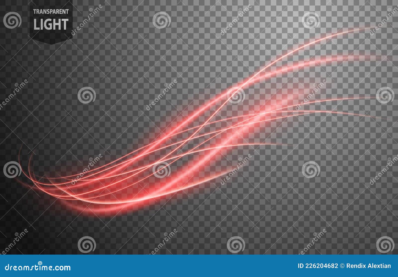 Abstract Red Wavy Line of Light with a Transparent Background, Isolated ...
