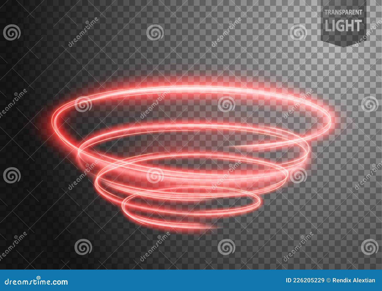 Abstract Red Wavy Line of Light with a Transparent Background, Isolated ...