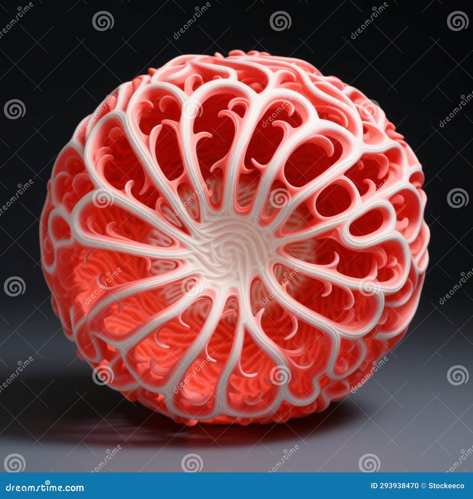 Abstract Red and White Ceramic Sphere on Dark Background Stock ...