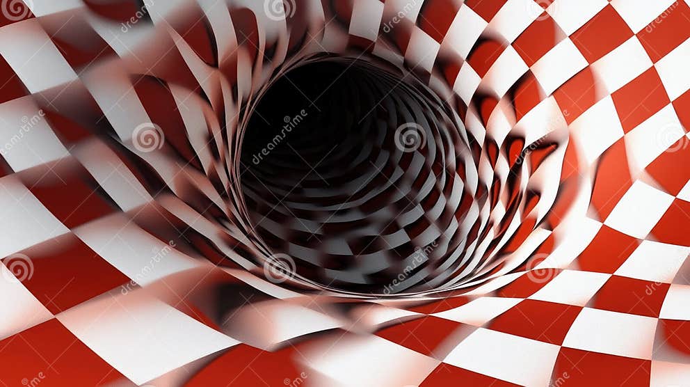 Abstract Red and White Checkered Vortex Tunnel Stock Illustration ...