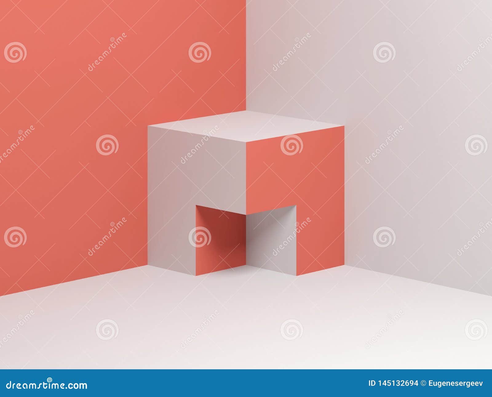 Abstract Red White Cubical Object 3d Stock Illustration Illustration