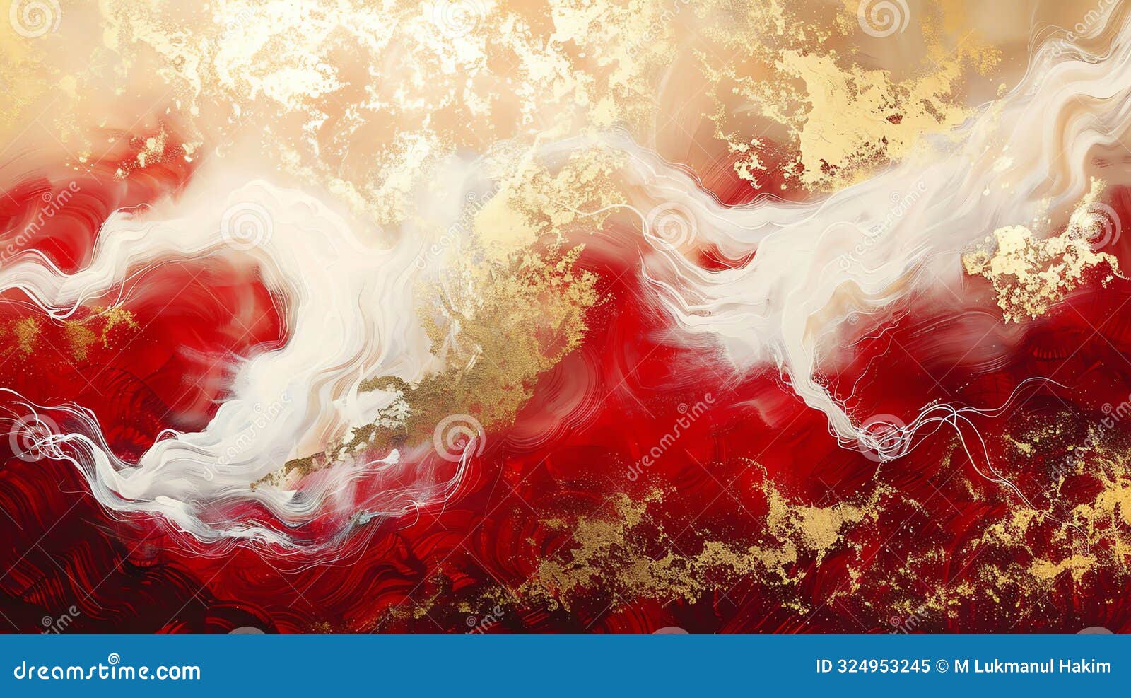 Abstract Red, White, and Gold Marble Background, Fluid Art Design Stock ...